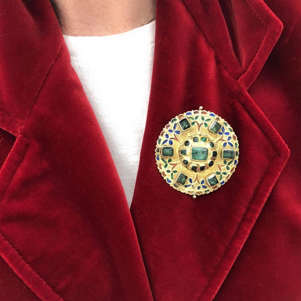 17th-Early 18th Century Spanish Colonial Gold Enameled Adornment with ...