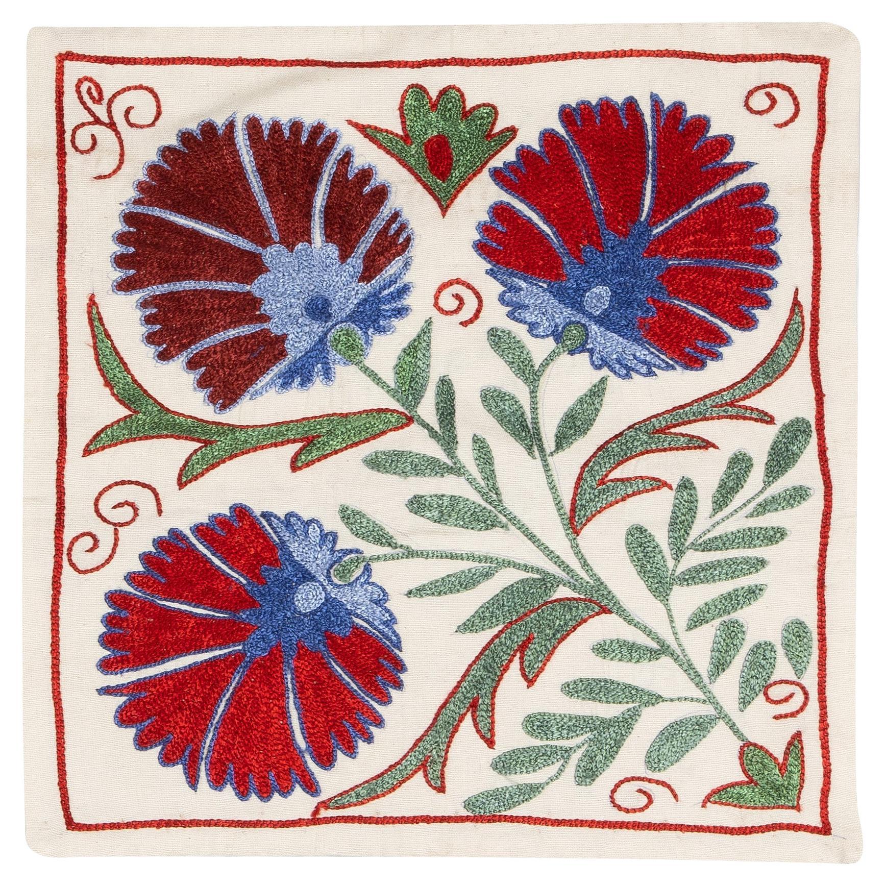 Decorative Silk Embroidered Suzani Cushion Cover from Uzbekistan at ...
