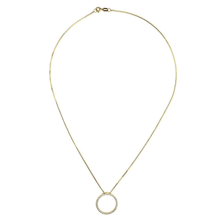 14K Box Necklace with 18K Diamond and Ruby Open Circle Pendant For Sale ...