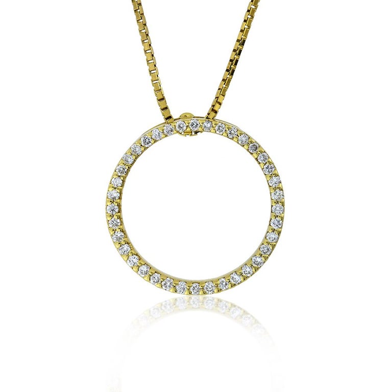 14K Box Necklace with 18K Diamond and Ruby Open Circle Pendant For Sale ...