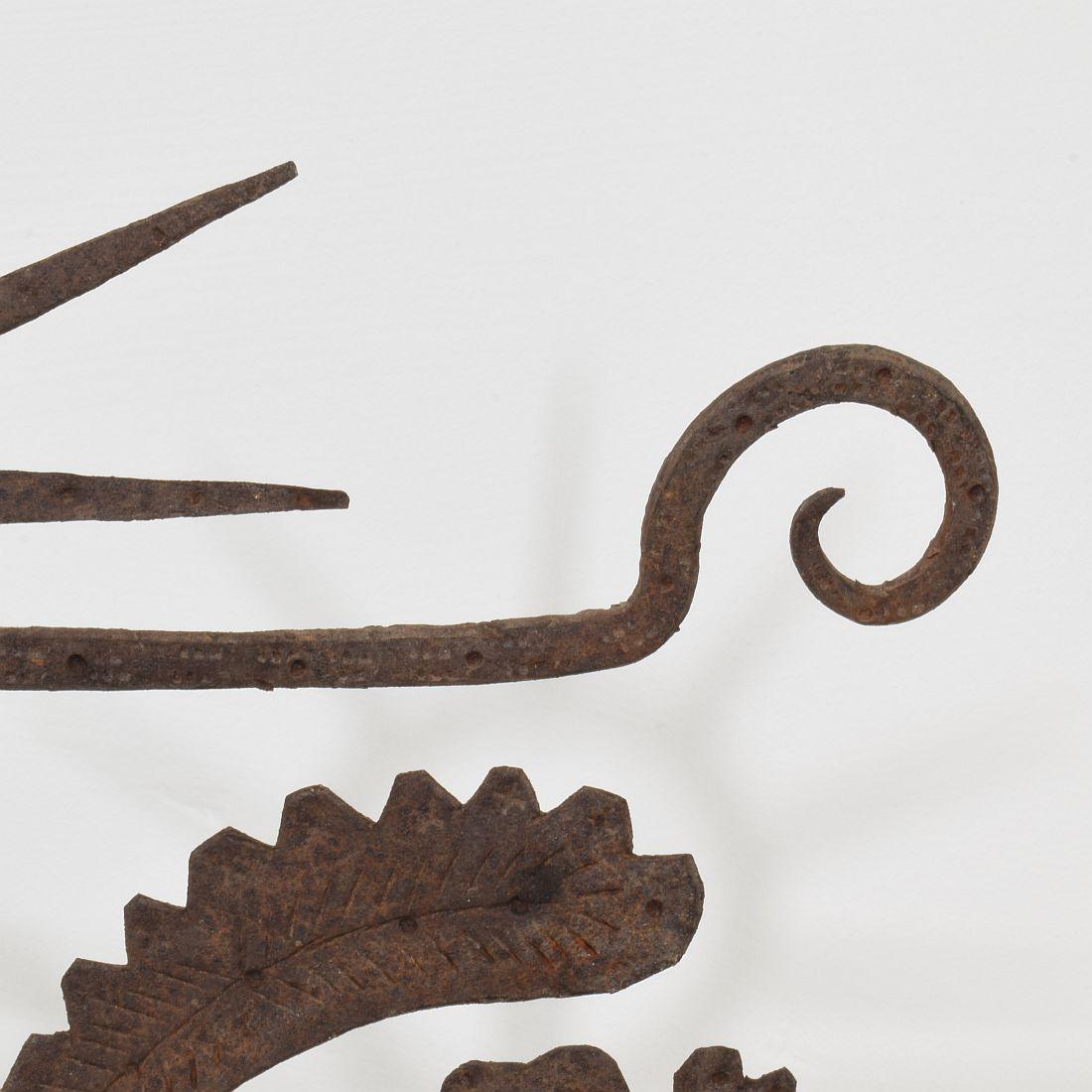 18/19th Century French Hand Forged Iron Folk Art Roof Finial Ornament ...