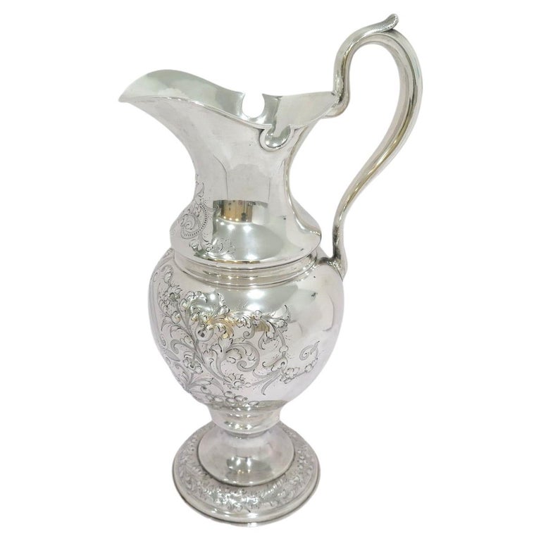 Sterling Silver Duhme and Co. Antique Floral Repousse Pitcher For Sale ...