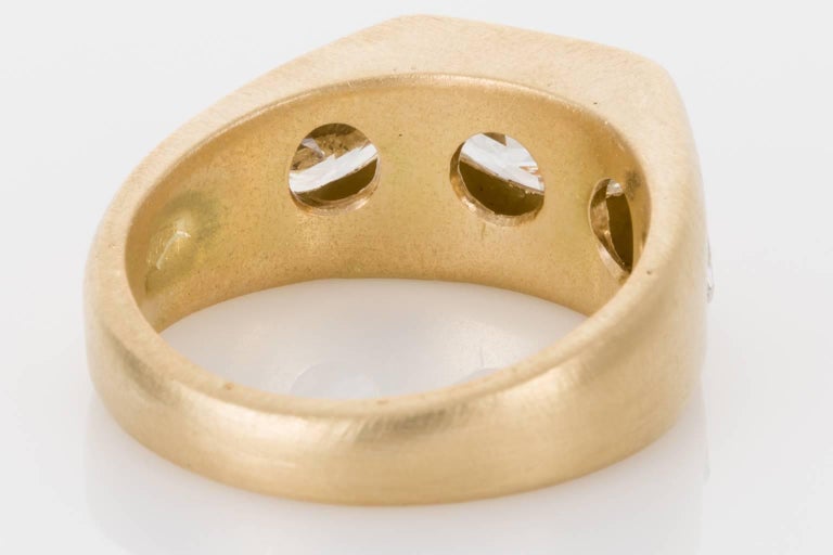 18 carat Brushed Yellow Gold Marquise Cut Hammer Set Diamond Ring For ...