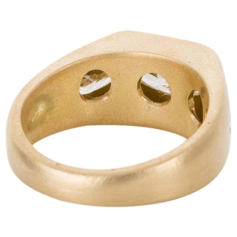 18 carat Brushed Yellow Gold Marquise Cut Hammer Set Diamond Ring at ...