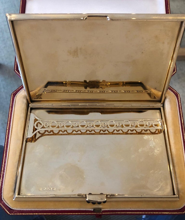 18 Carat Cartier Gold Case with Sapphire Clasp in Original Fitted Box ...