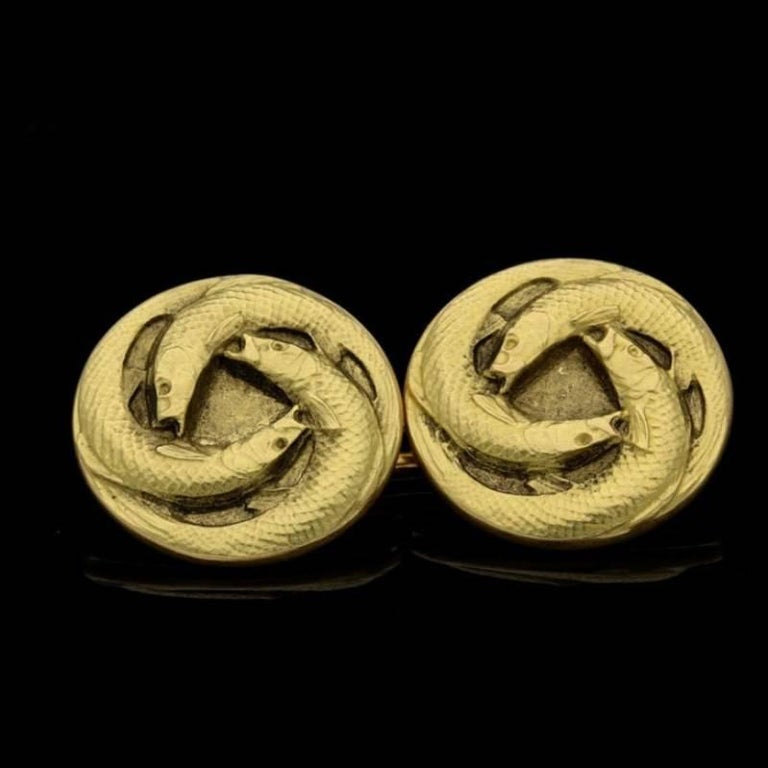 Rene Lalique Double Ended Gold Cufflinks, circa 1900 at 1stDibs