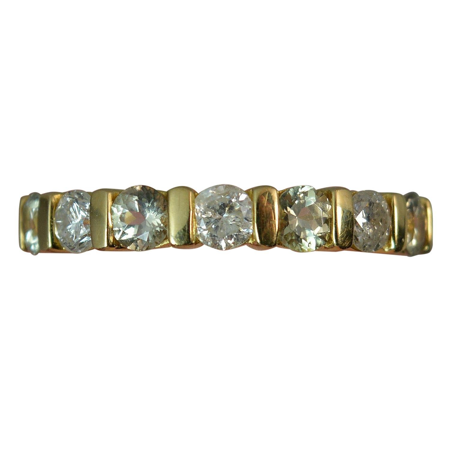 18 Carat Gold Emerald Diamond Half Eternity Stack Ring at 1stDibs
