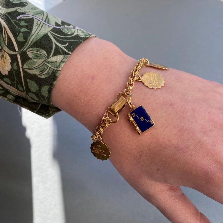 18 Carat Gold 10 Commandments Charm Bracelet For Sale at 1stDibs