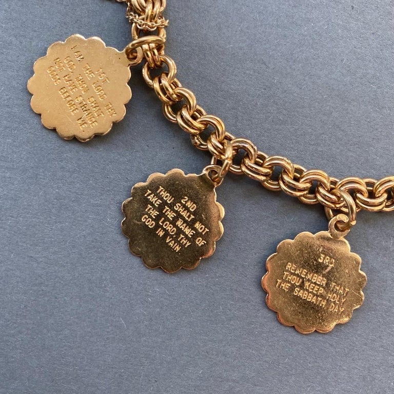 18 Carat Gold 10 Commandments Charm Bracelet For Sale at 1stDibs