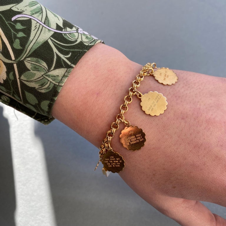 18 Carat Gold 10 Commandments Charm Bracelet For Sale at 1stDibs