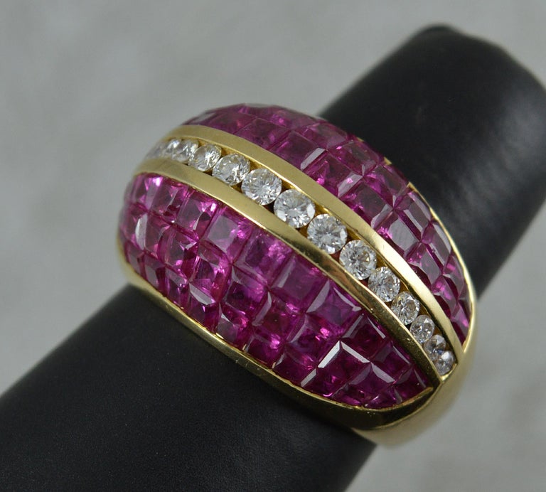 18 Carat Gold Diamond and Ruby Bombe Cluster Cocktail Ring For Sale at ...