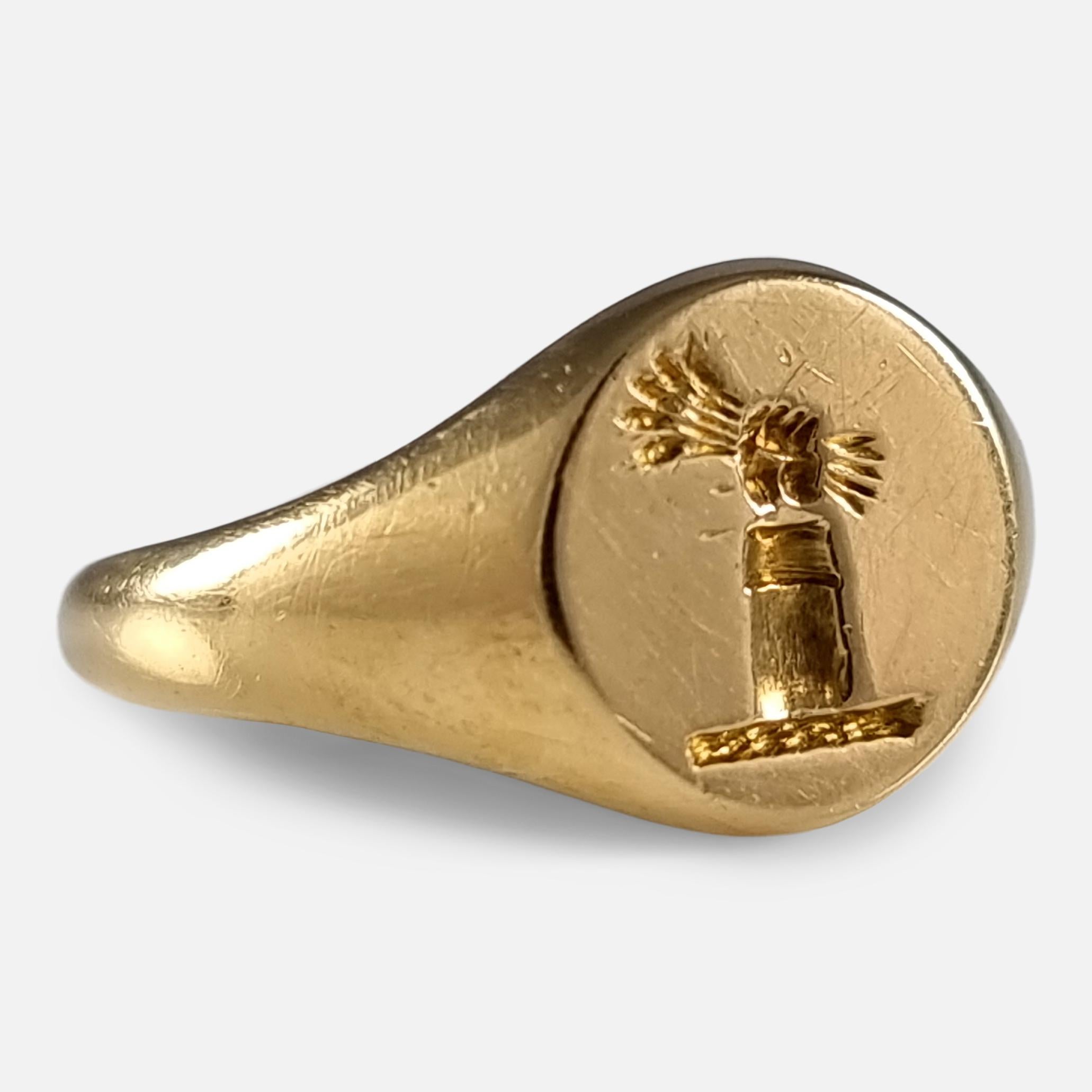 18 Carat Gold Intaglio Signet Ring, 1936 at 1stDibs | 18 k gold meaning ...