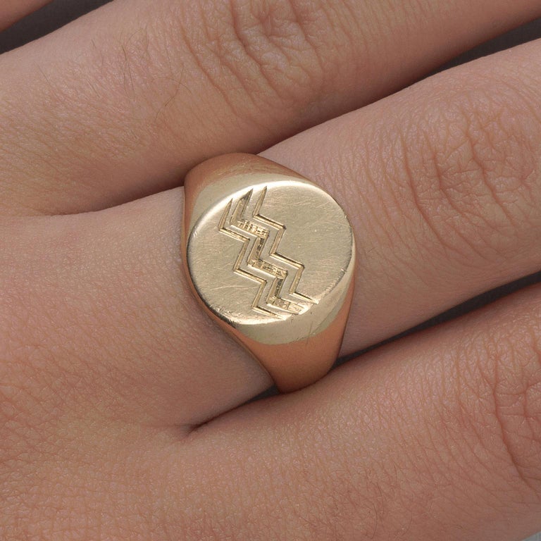 18 Carat Gold Jean Després Aquarius Zodiac Ring at 1stDibs | 18ct white ...