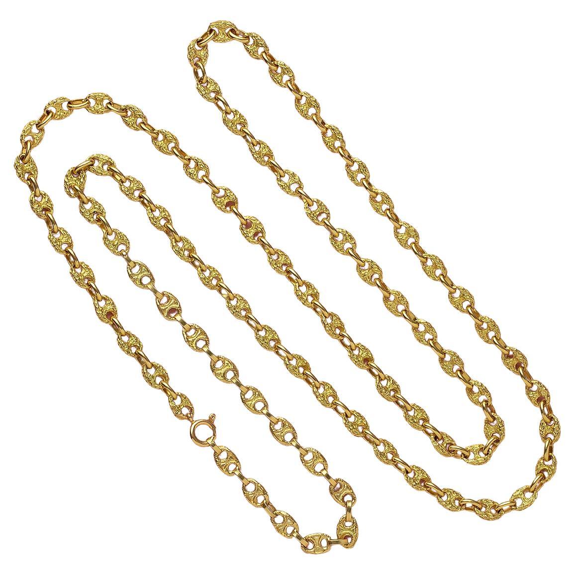 Italian Long Anchor Mariner Link Silver Chain Necklace at 1stDibs