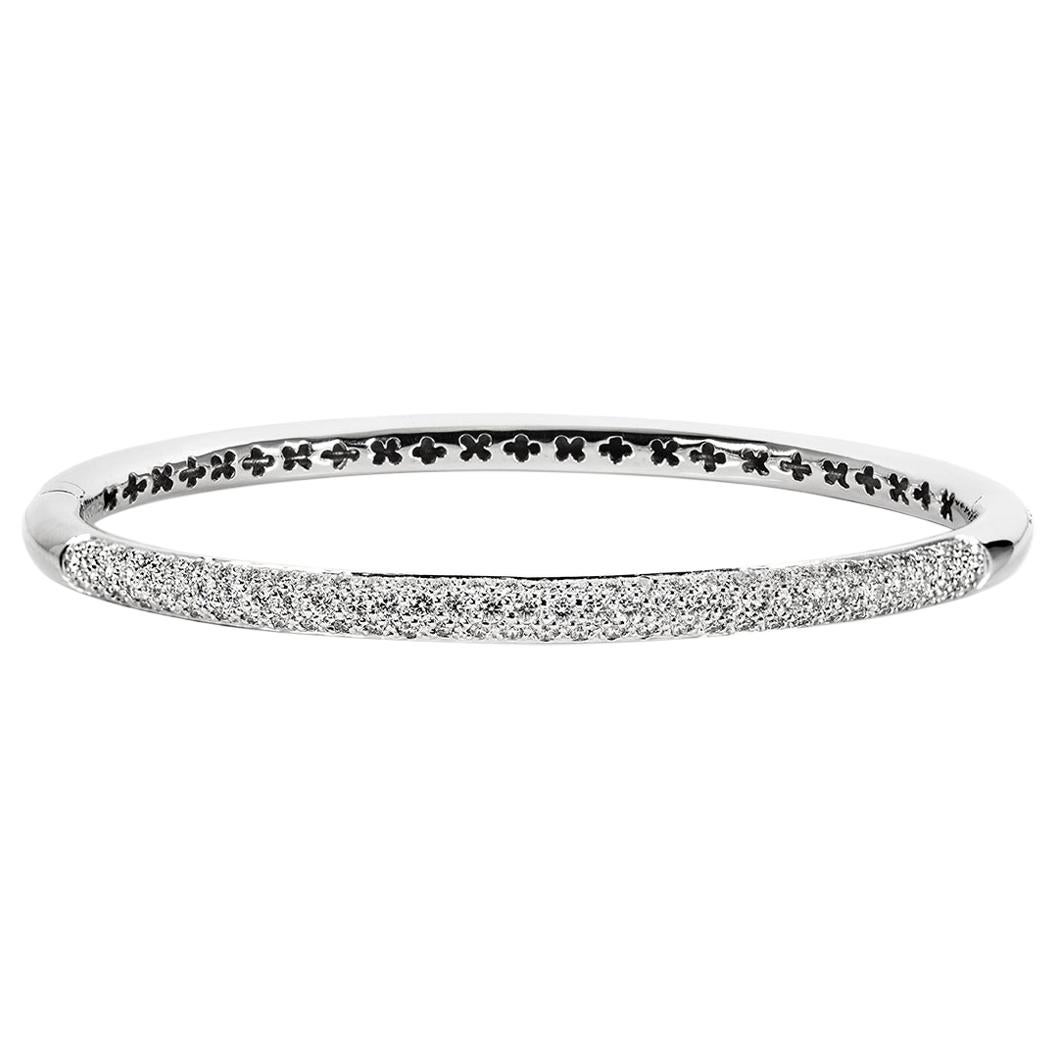Floral Inspired 1.25 Carats Diamonds White gold Cluster Bangle Bracelet ...