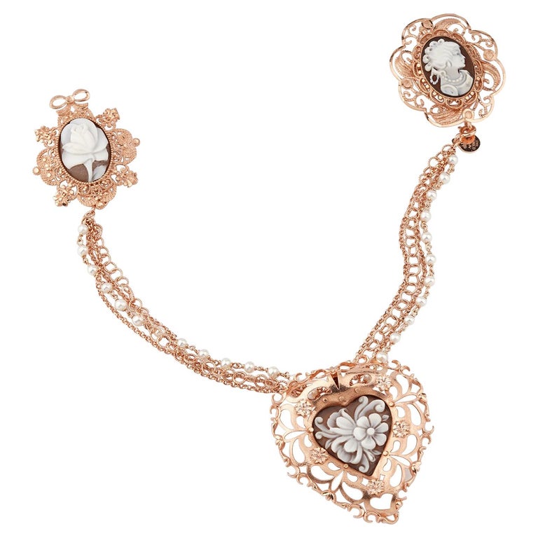 Cameo Italiano. Flowers and Portrait hand carved on Sea Shell Cameo ...