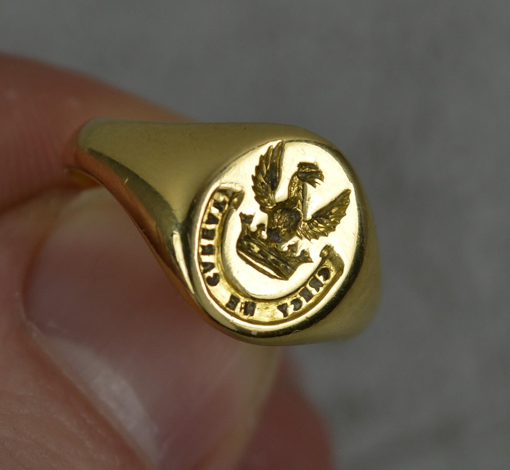 18 Carat Gold Rising Phoenix Seal Intaglio Signet Ring For Sale at 1stDibs