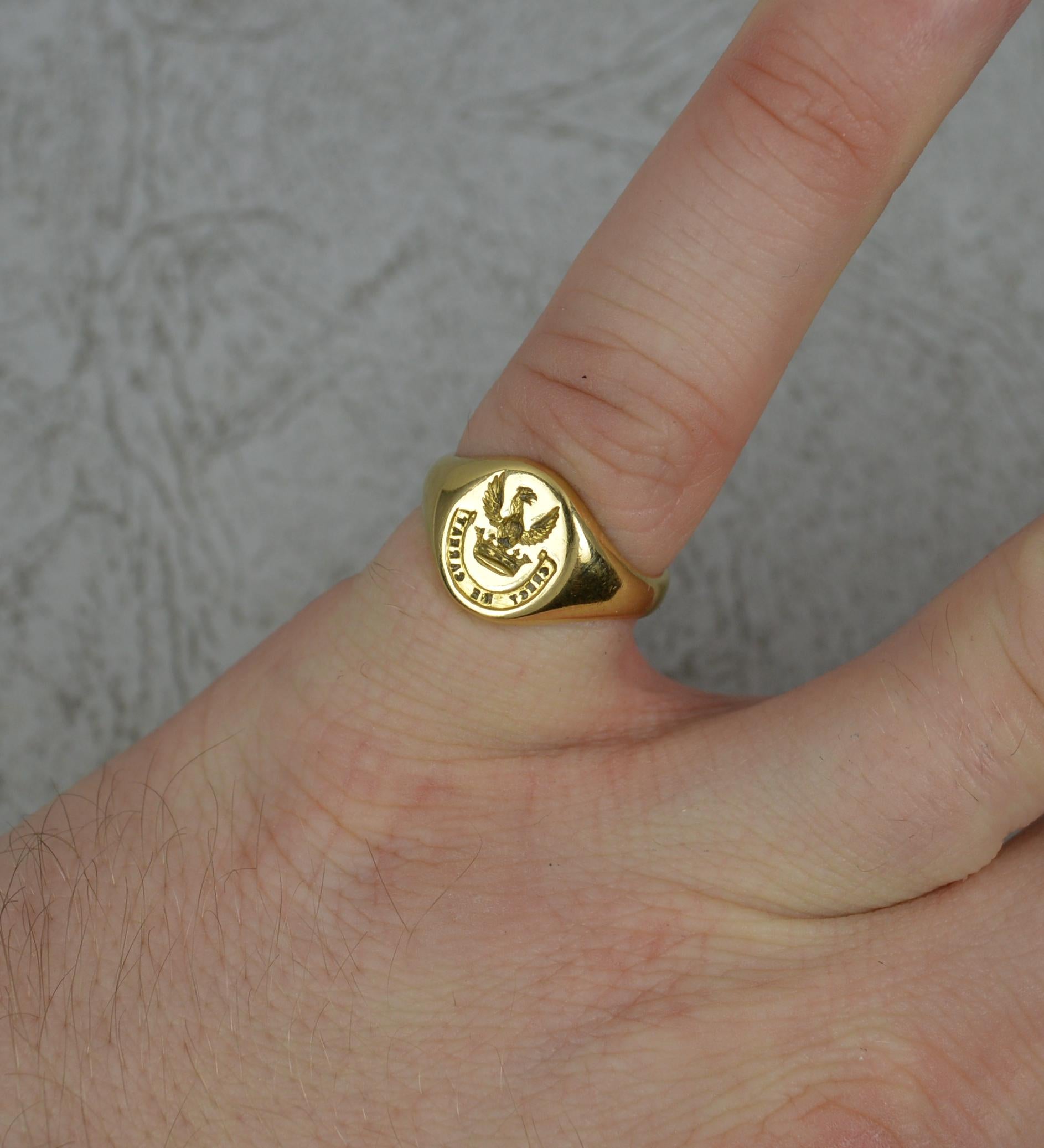 18 Carat Gold Rising Phoenix Seal Intaglio Signet Ring For Sale at 1stDibs