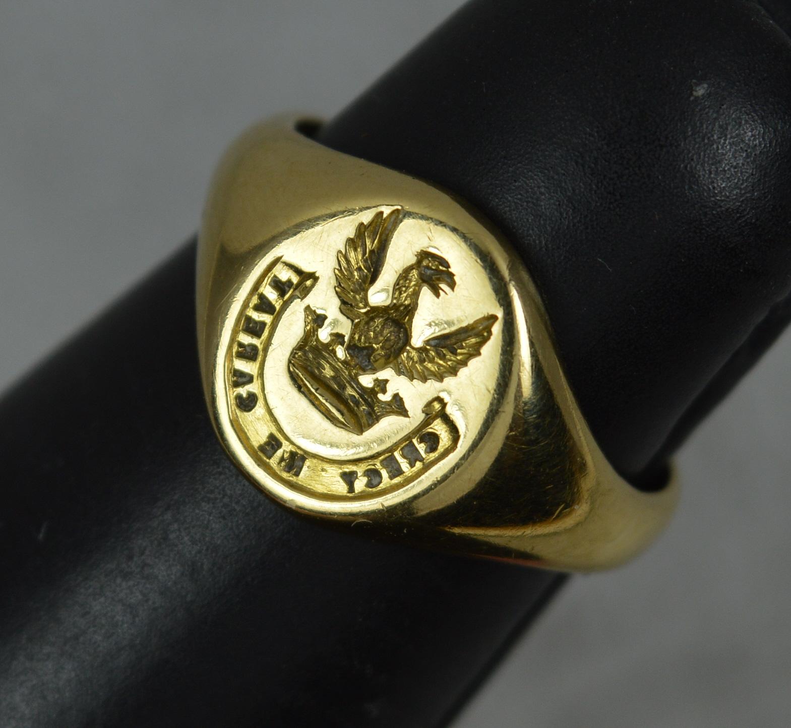 18 Carat Gold Rising Phoenix Seal Intaglio Signet Ring For Sale at 1stDibs