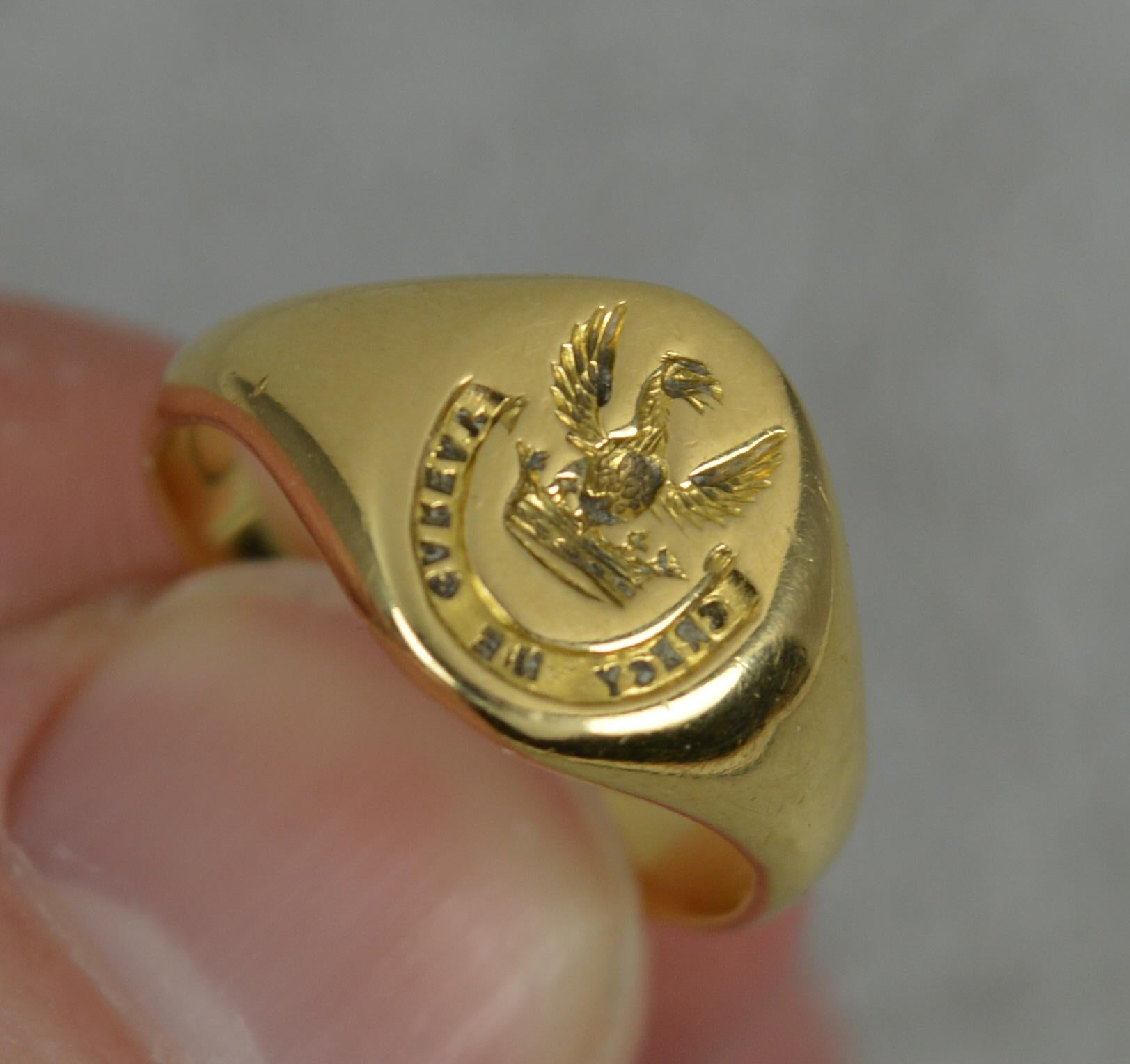 18 Carat Gold Rising Phoenix Seal Intaglio Signet Ring For Sale at 1stDibs