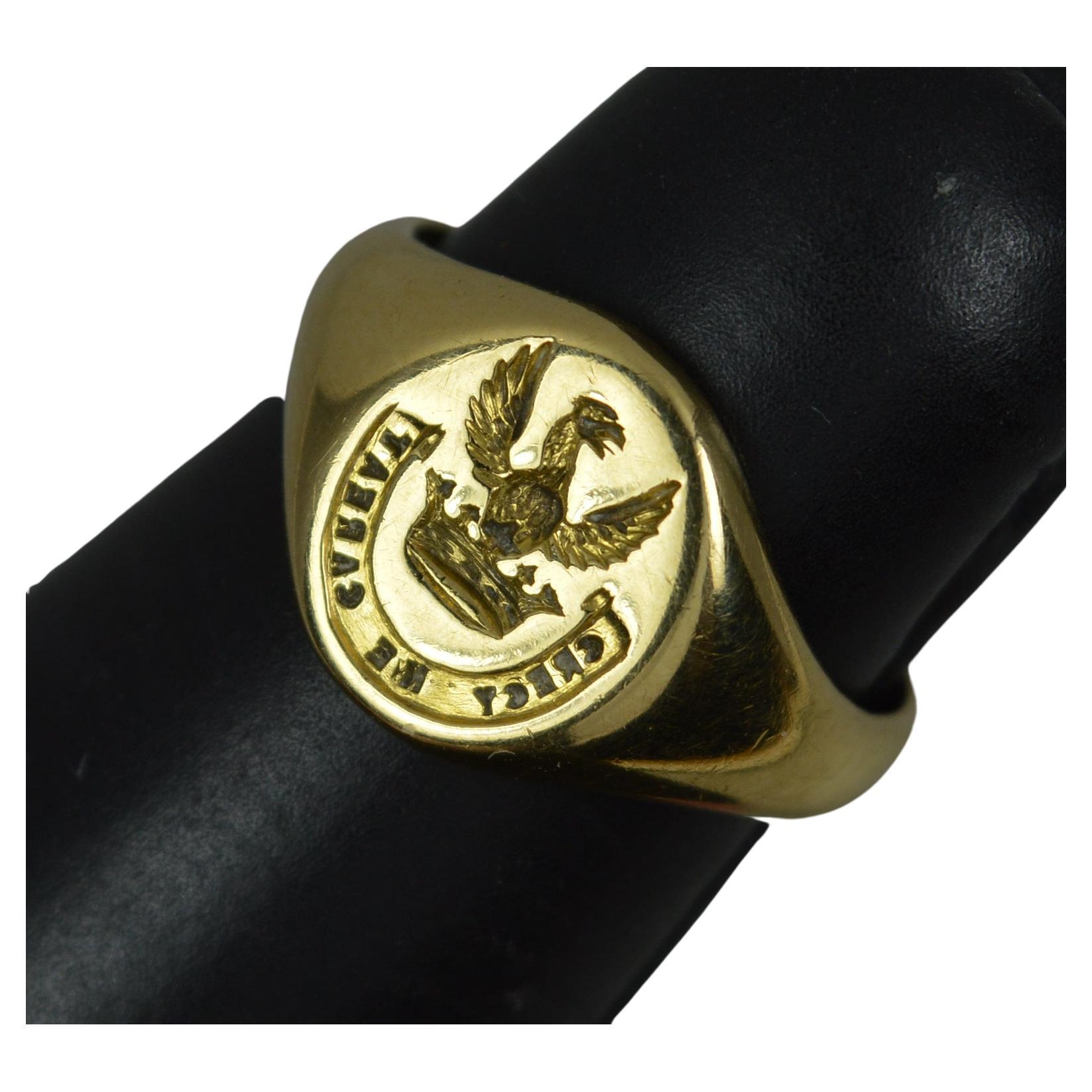 Victorian 18 Carat Gold Forward Stag Deer Signet Seal Intaglio Ring at ...