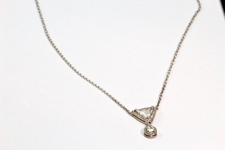 18 Carat Gold Trillion Cut Diamond Drop Pendant Necklace at 1stDibs ...