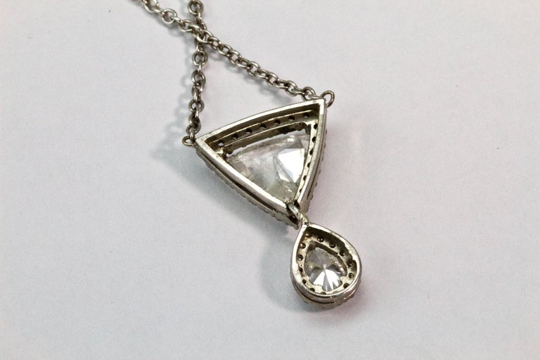 18 Carat Gold Trillion Cut Diamond Drop Pendant Necklace at 1stDibs ...