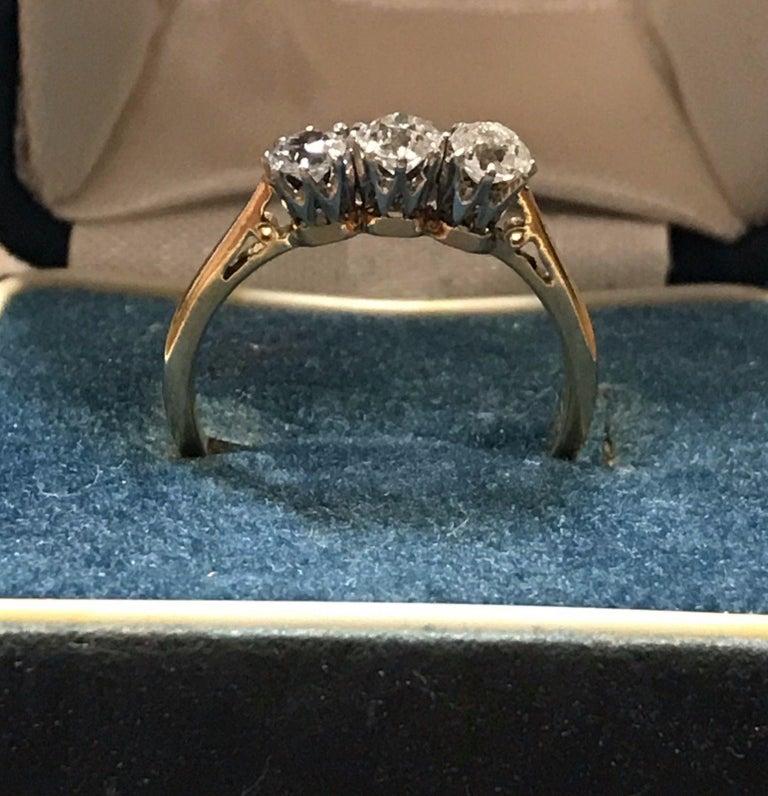 18 Carat Gold with Platinum Mounts 3 Stones Diamond Ring One-Stone ...