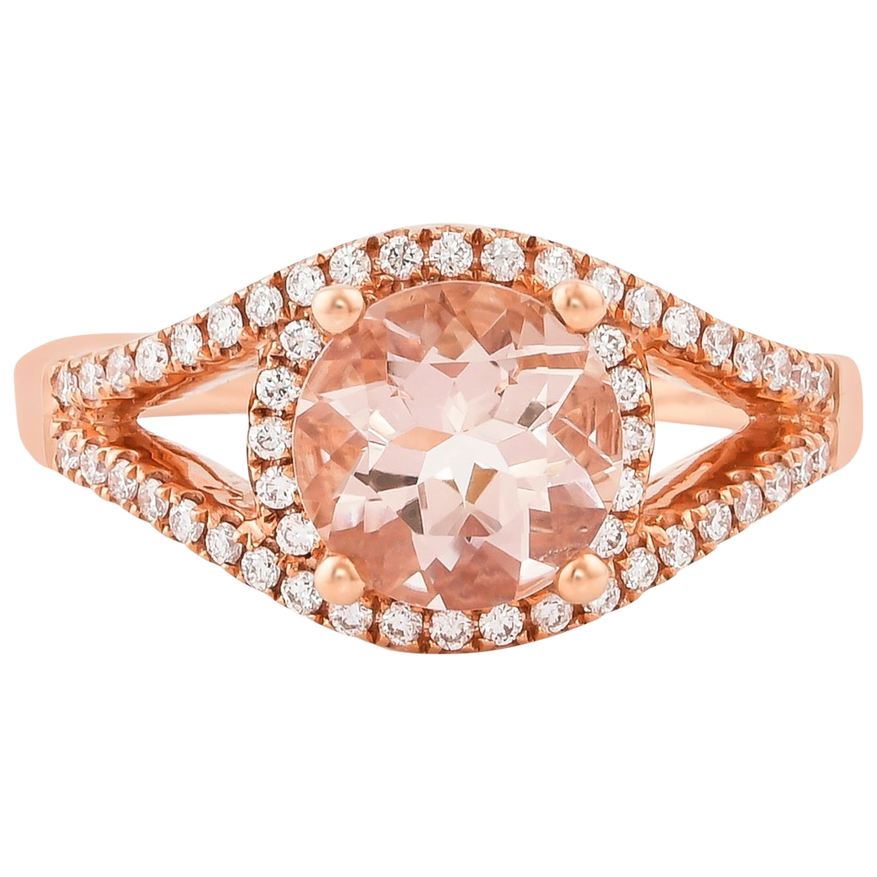 5.9 Carat Morganite and Diamond Ring in 18 Karat Rose Gold For Sale at ...