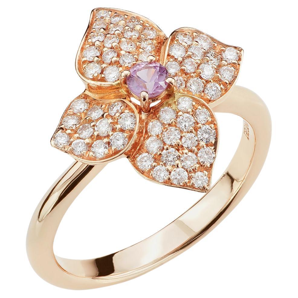 Adler Pink Sapphire Diamond Rose Gold Flower Cocktail Ring at 1stDibs