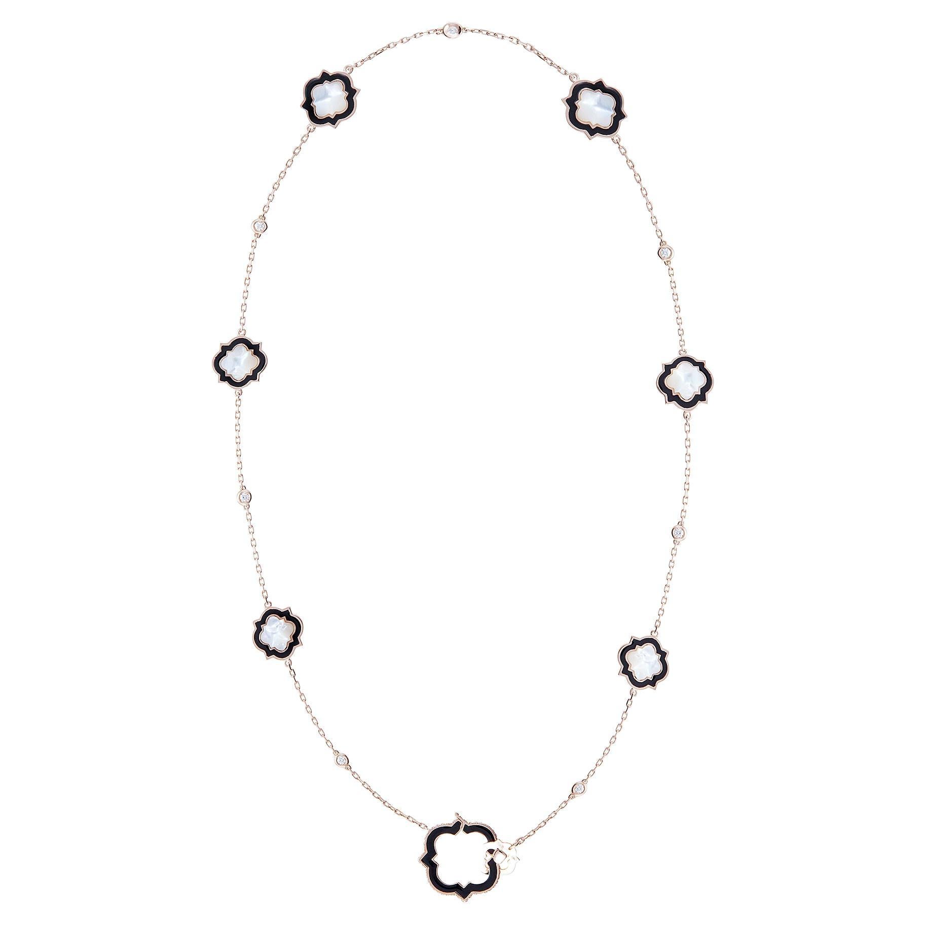 Taurus Rose Gold Necklace with Black Enamel and White Diamond by Selda ...
