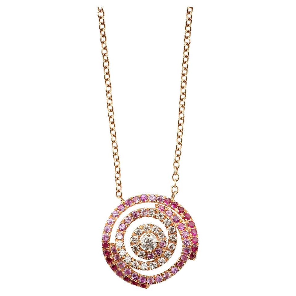 5030 Carats Unheated Purple Pink Sapphire Diamond Necklace For Sale At 1stdibs