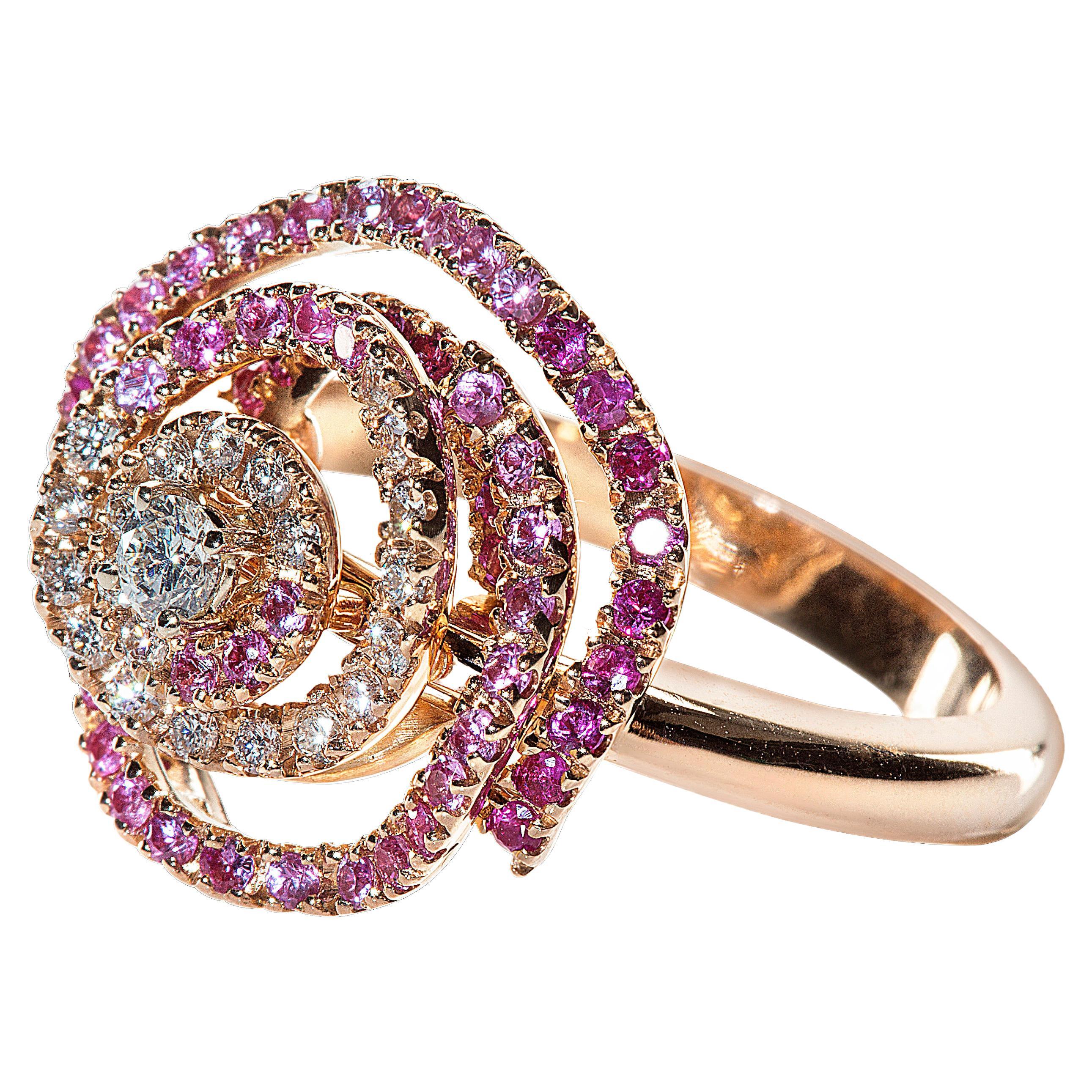 Pink Amethyst, Star Ruby, Ruby and Diamond Gold Ring Tony Duquette Fine ...