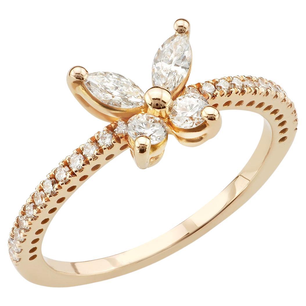 18 Carat Rose Gold, Ring with Diamonds and Ruby Drop Cut, Leonori Jewel ...