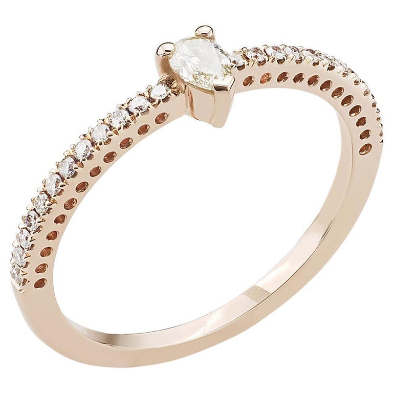 18 Carat Rose Gold, Ring with Diamonds, Leonori Jewel For Sale at 1stDibs