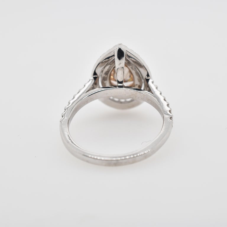 18 Carat White Gold Natural Peach Colored Pear Shaped Diamond Cluster ...