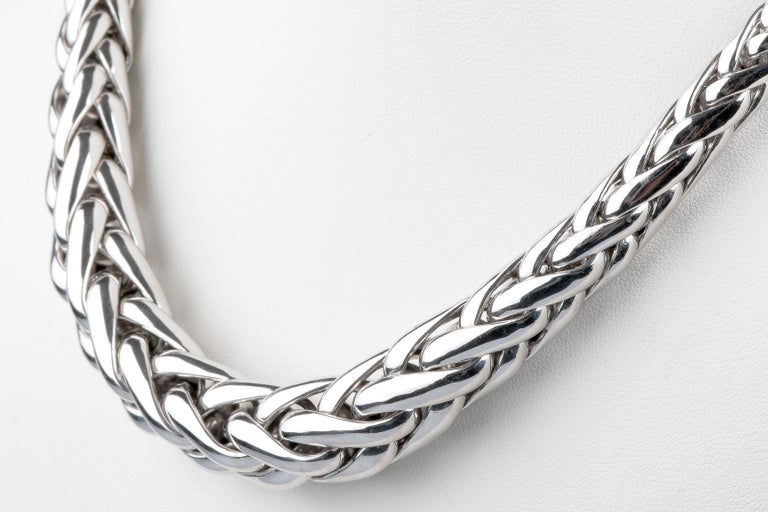 18 carat white gold palm tree mesh necklace For Sale at 1stDibs