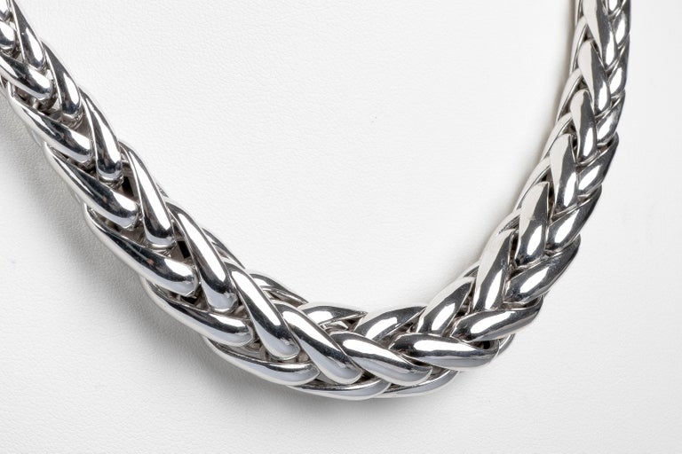 18 carat white gold palm tree mesh necklace For Sale at 1stDibs