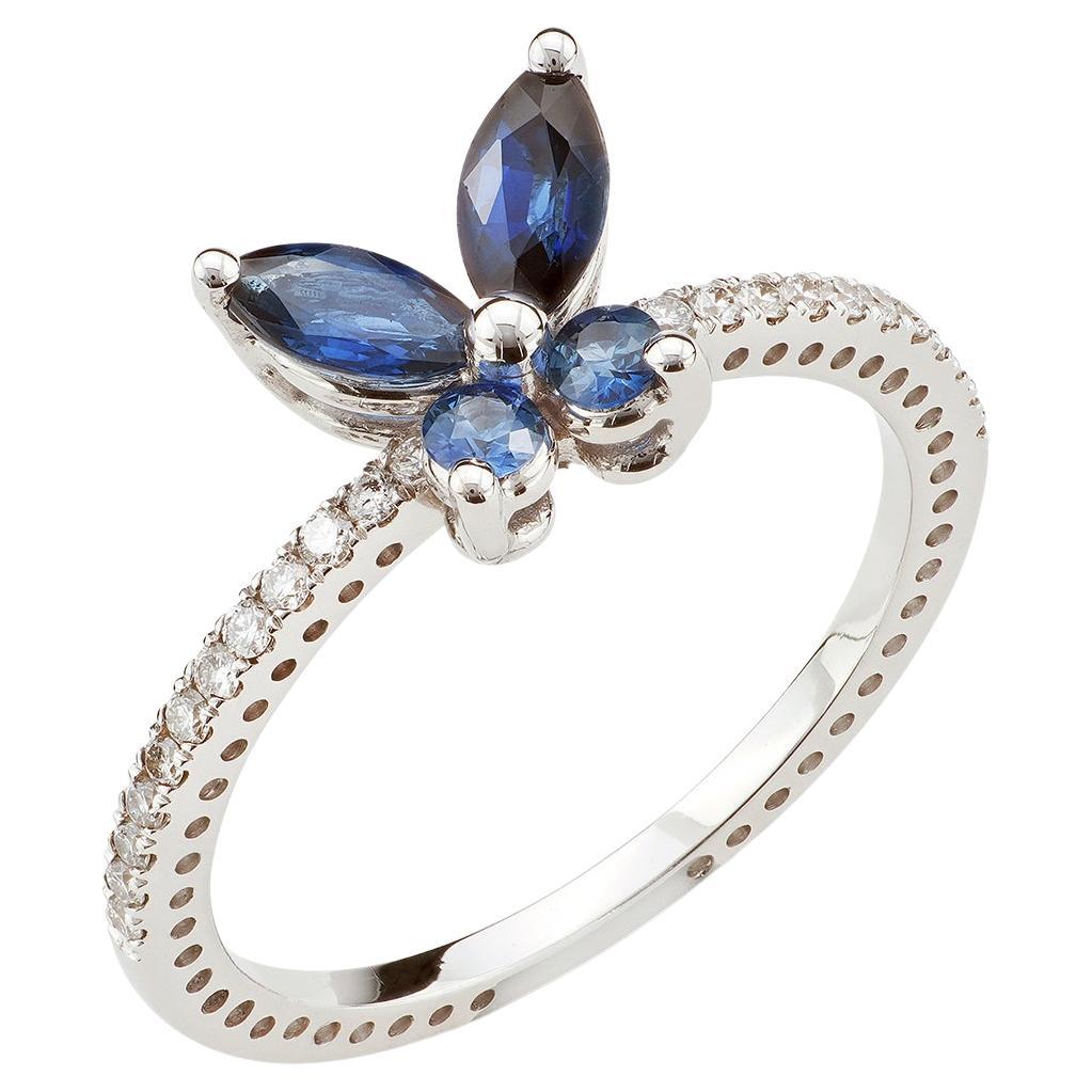 Ruchi New York Gradient Blue Sapphire And Diamond Butterfly Ring at ...