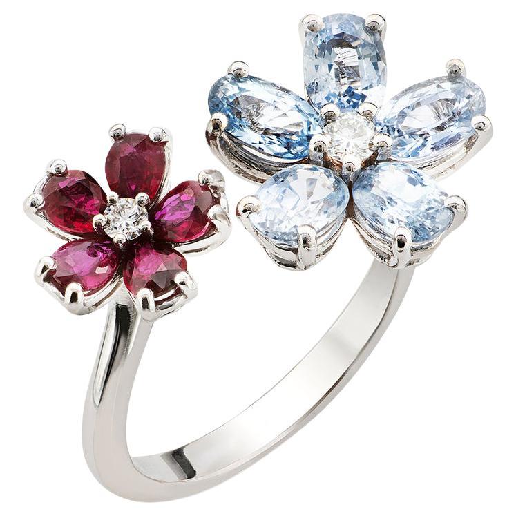 Victorian Two-Tone Diamond, Ruby and Sapphire Ring For Sale (Free ...