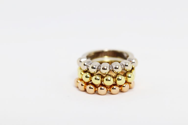 18 Carat White, Yellow and Rose Gold Stackable Bubble Rings For Sale ...