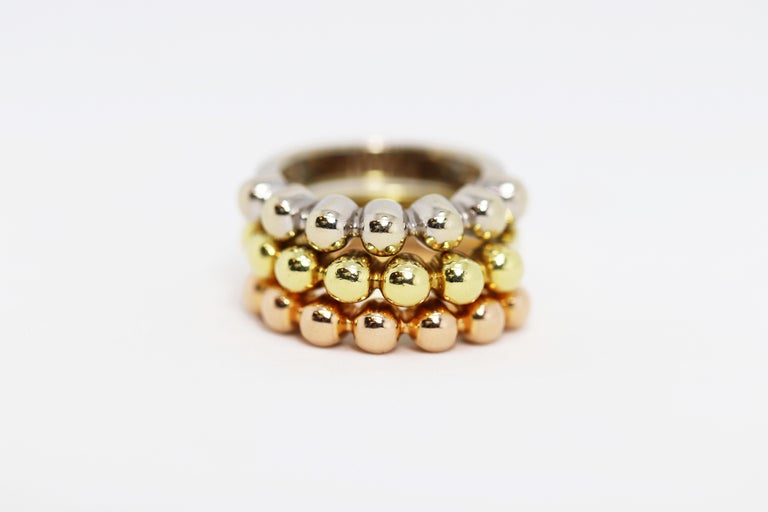 18 Carat White, Yellow and Rose Gold Stackable Bubble Rings For Sale ...