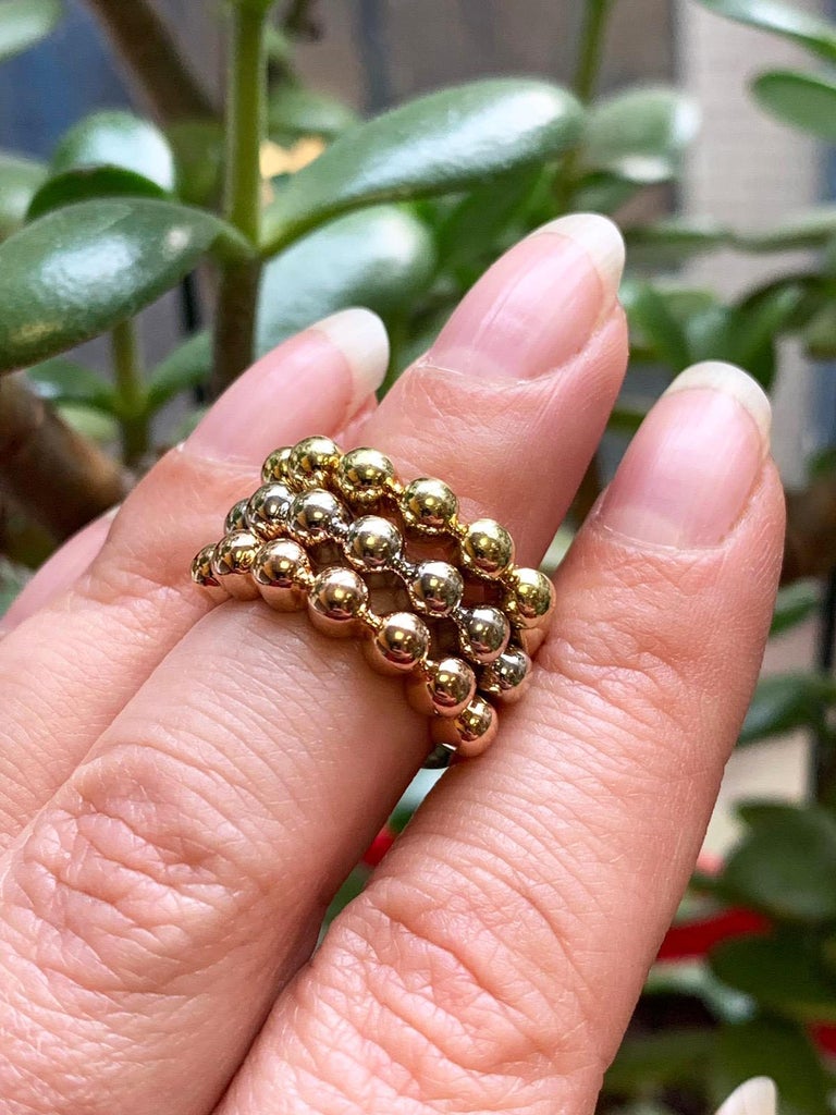 18 Carat White, Yellow and Rose Gold Stackable Bubble Rings For Sale ...