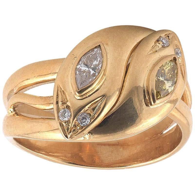 Retro Diamond Two Color Gold Ring at 1stDibs
