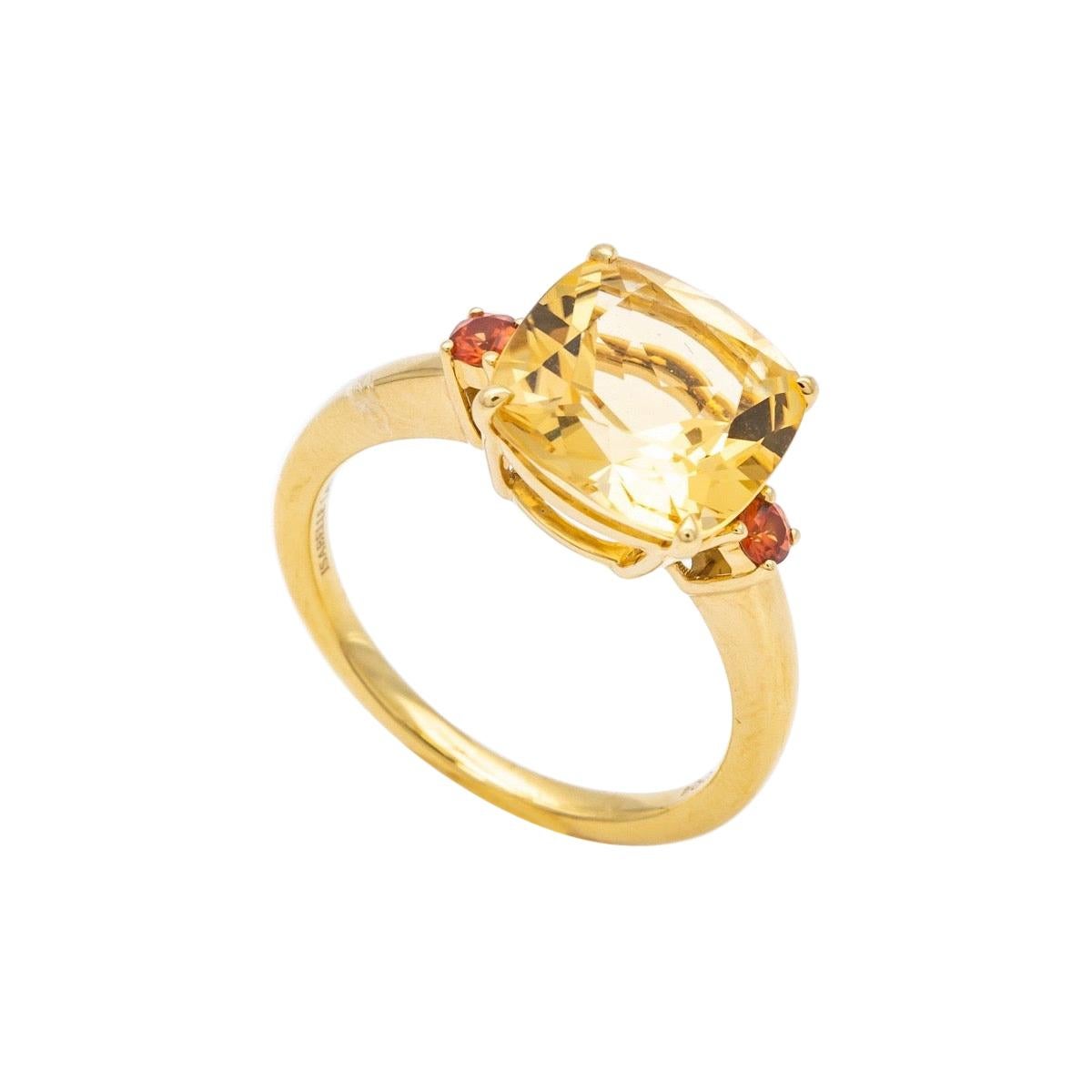 Mandarin Orange Citrine and Orange Sapphires Gold Ring at 1stDibs