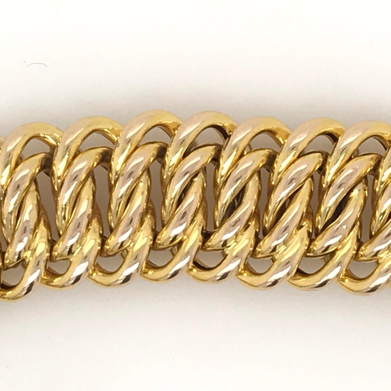 18 Carat Yellow Gold Vintage Double Curb Link Bracelet For Sale at ...