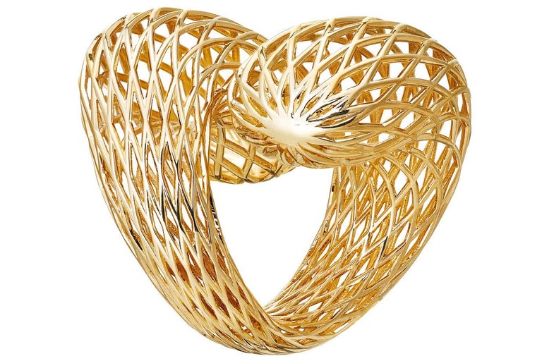 Customizable 18 Carat Yellow Gold White Diamonds Net Ring Aenea Jewelry ...