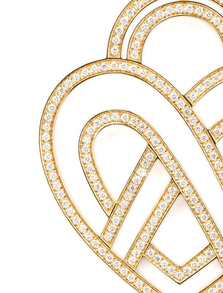 18 Carats Gold and Diamonds Necklace, Yellow Gold, Coeur Entrelacé ...