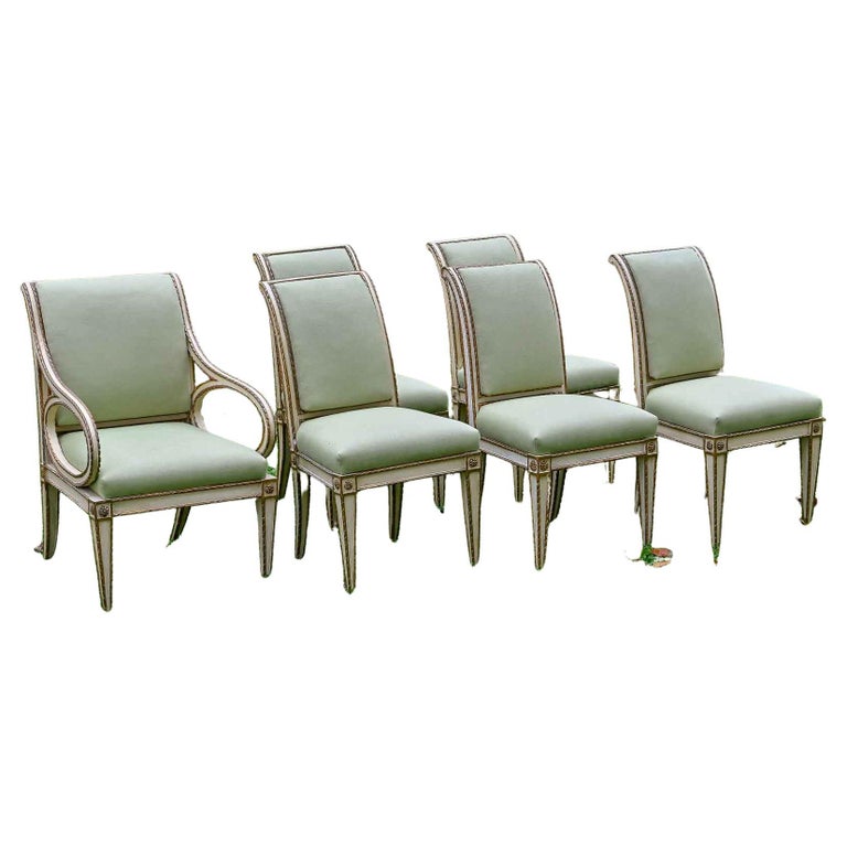 18. Century 5 Chairs 1 Armchair Handcarved Gilded Wood White Paint ...