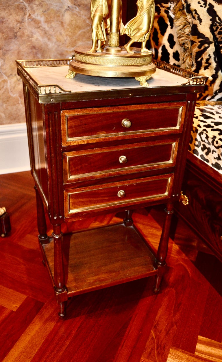 18th Century Louis XVI Mahogany Night Table with a White Marble Top For ...